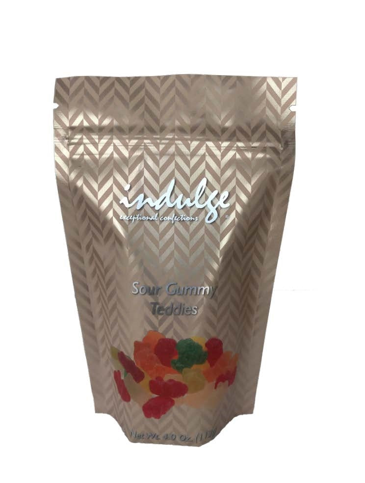 Sour Gummy Teddies In Resealable Snack Pouch 4 oz. – Indulge Snacks